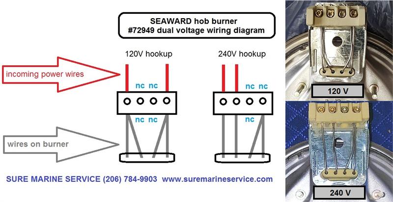 72949 Element, 1200W, 120V OR 240V (HOB) Seaward Repair Part by Whale