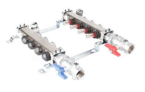 A2700402 4-Loop 1" Stainless Steel Radiant Heat Manifold Assembly w ...