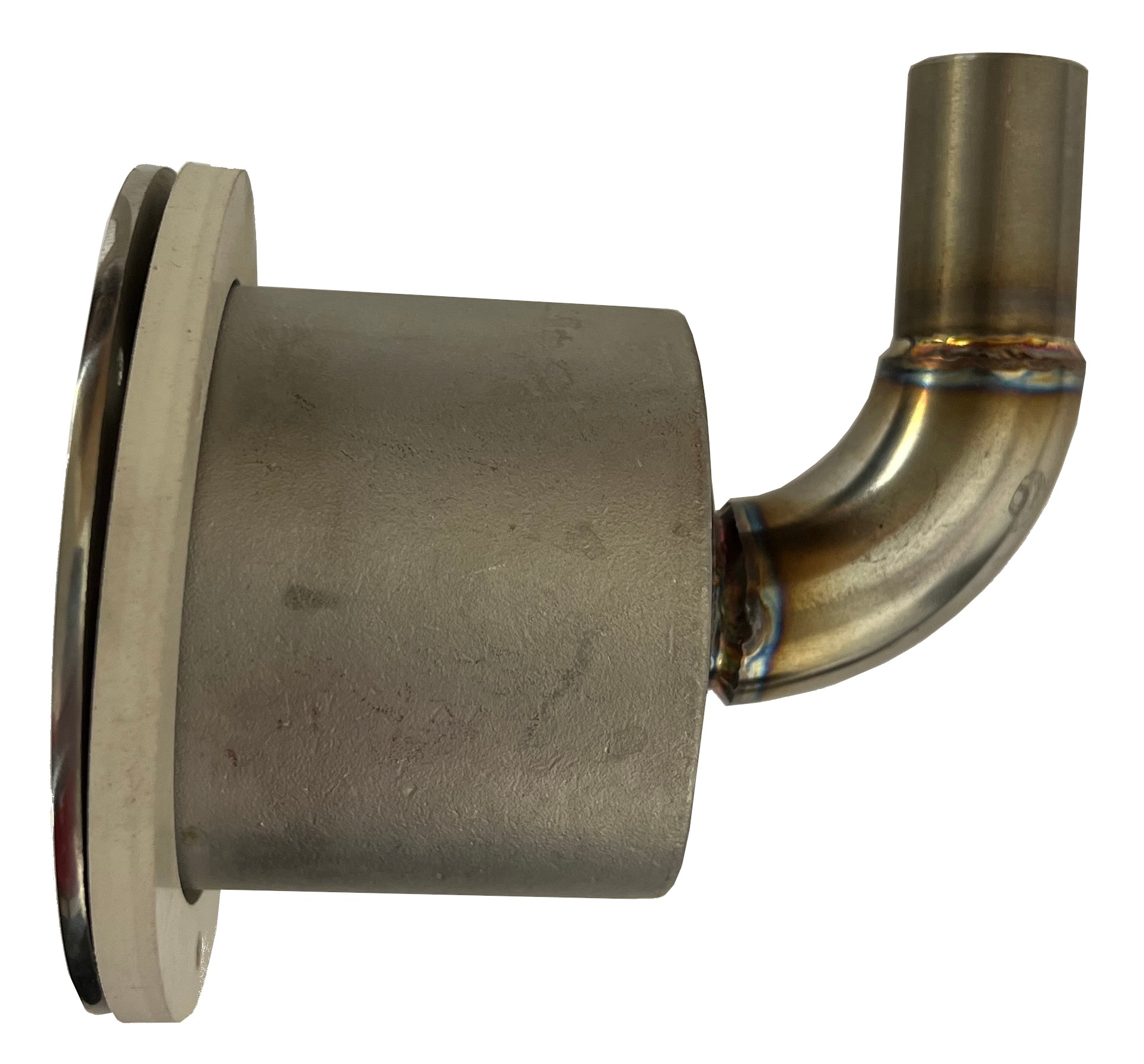 W002-1703-90 22mm Stainless Horiz. outlet triple wall exhaust thru hull ...