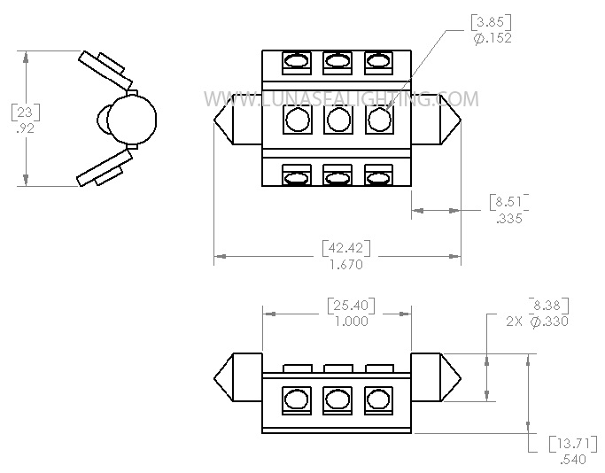 LLB-189R-21-0Z Festoon, 42MM, Red, Enc. by LunaSea