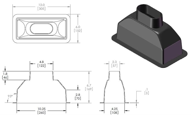 TB104-4B 10" x 4" ABS Plastic Transition Box with 4" Ring Back by MSI