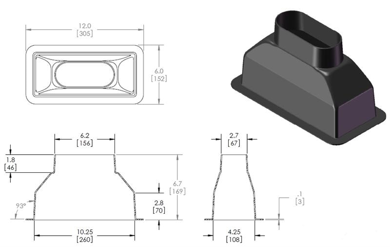 TB104-5B 10" x 4" ABS Plastic Transition Box with 5" Ring Back by MSI