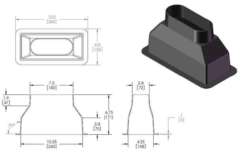 TB104-6B 10" x 4" ABS Plastic Transition Box with 6" Ring Back by MSI
