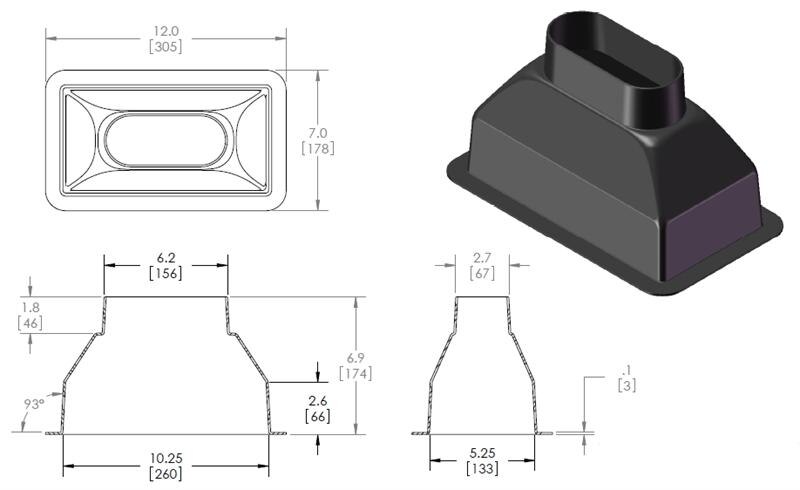 TB105-5B 10" x 5" ABS Plastic Transition Box with 5" Ring Back by MSI
