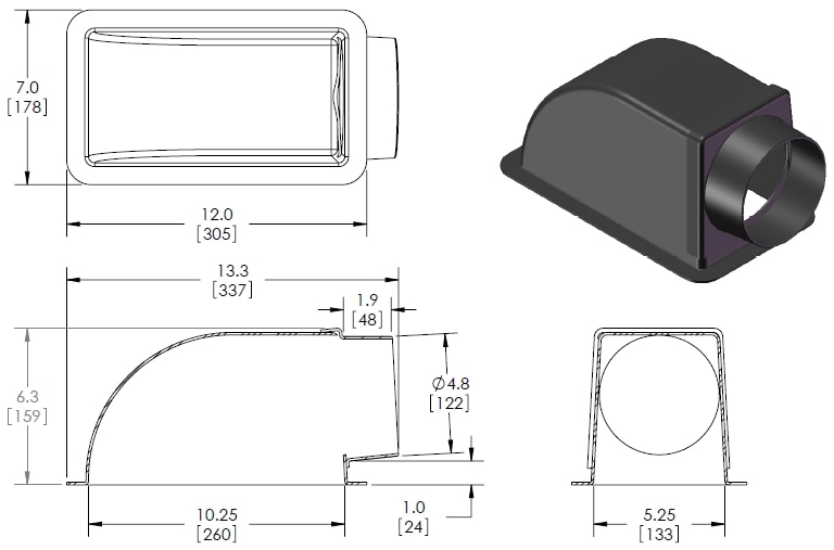 TB105-5E 10" X 5" ABS Plastic Transition Box with 5" Ring End by MSI