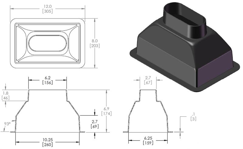 TB106-5B 10" x 6" ABS Plastic Transition Box with 5" Ring Back by MSI