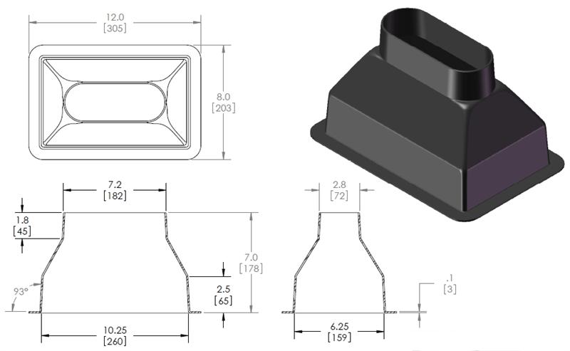 TB106-6B 10" x 6" ABS Plastic Transition Box with 6" Ring Back by MSI