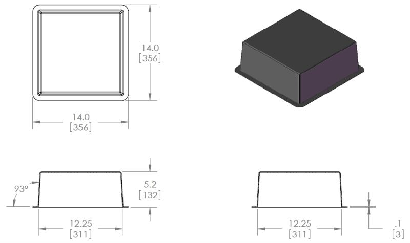 TB1212 Blank 12" x 12" ABS Plastic Transition Box by MSI