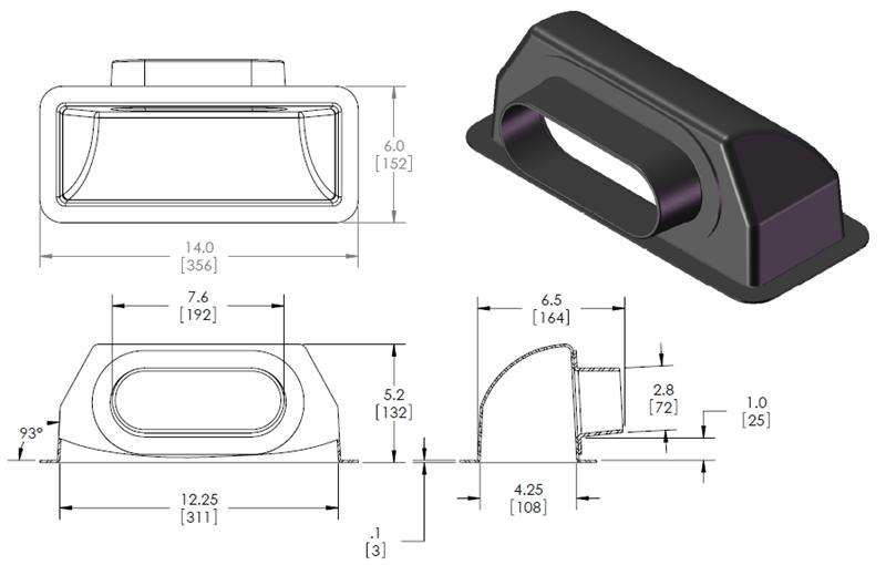 TB124-6S 12" x 4" ABS Plastic Transition Box with 6" Ring Side by MSI