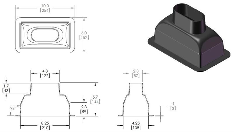 TB84-4B 8" x 4" ABS Plastic Transition Box with 4" Ring Back by MSI