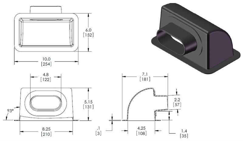 TB84-4S 8" x 4" ABS Plastic Transition Box with 4" Ring Side by MSI