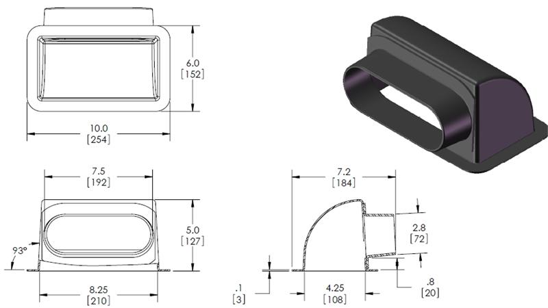 TB84-6S 8" x 4" ABS Plastic Transition Box with 6" Ring Side by MSI